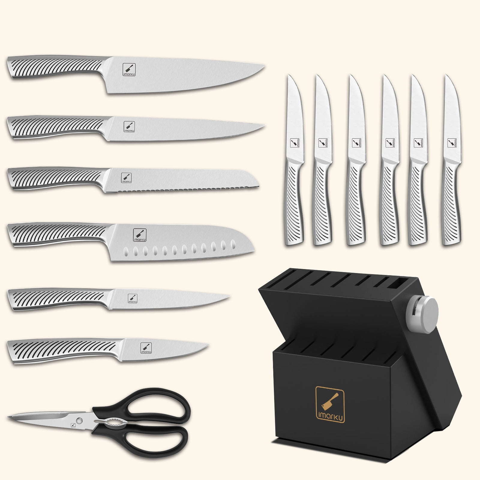 Imarku Professional Sharp 14 Piece Black Kitchen Knife Set | Aurora ...