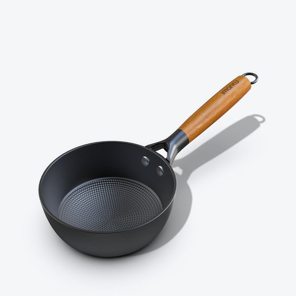 Nonstick Cast Iron Sauce Pan 6" with Wooden Handle | Hexagon Warrior ...