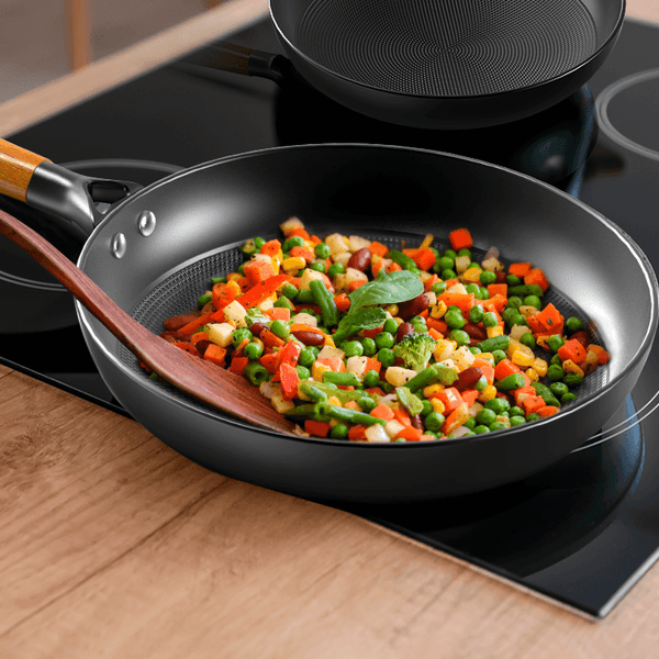8" Cast Iron Nonstick Fry Pan, Wood Handle | Hexagon Warrior Series ...