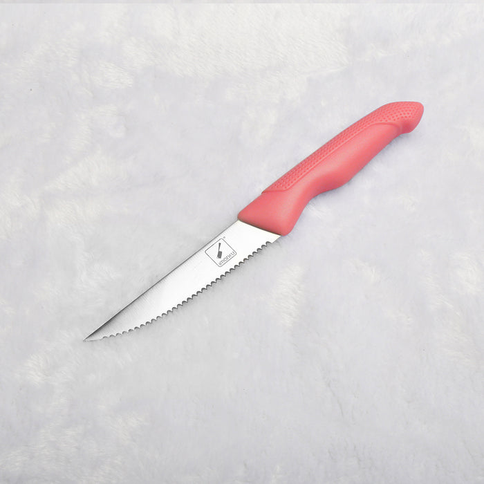 Red Knife Set with Built-in Sharpener Stainless Steel Blades PP Handles ...