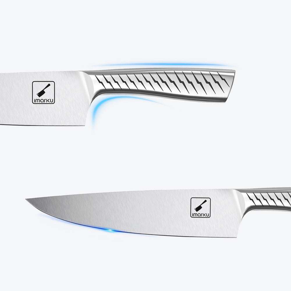 Modern Chef Knife Set with Block and Engraving Knife Handle Design | Imarku