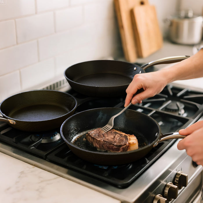 Aluminum Non-Toxic Cookware 3-Piece Non Stick Pans for Induction | Imarku