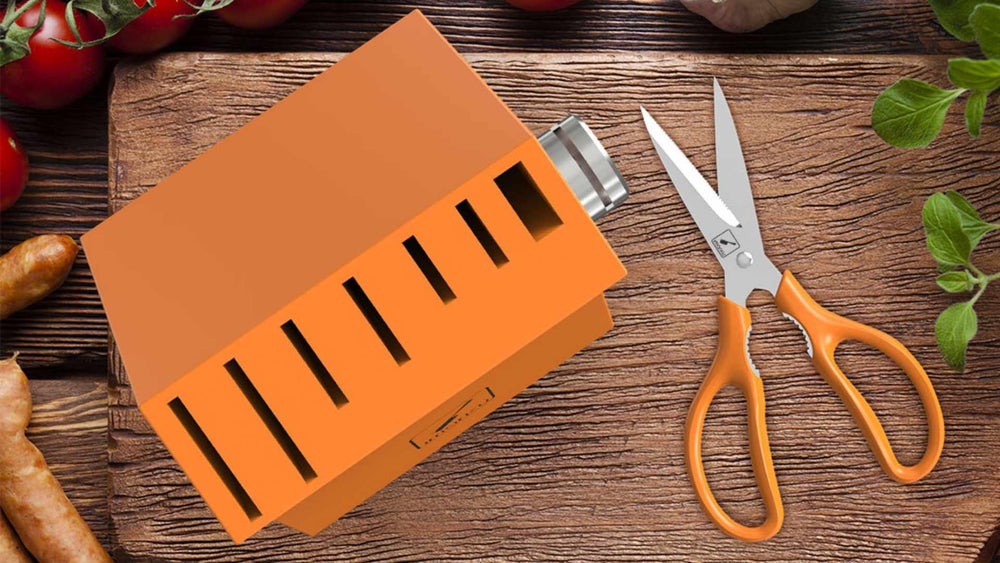 Orange Knife Set with Sharpener & PP Handle for Kitchen Starter | Imarku