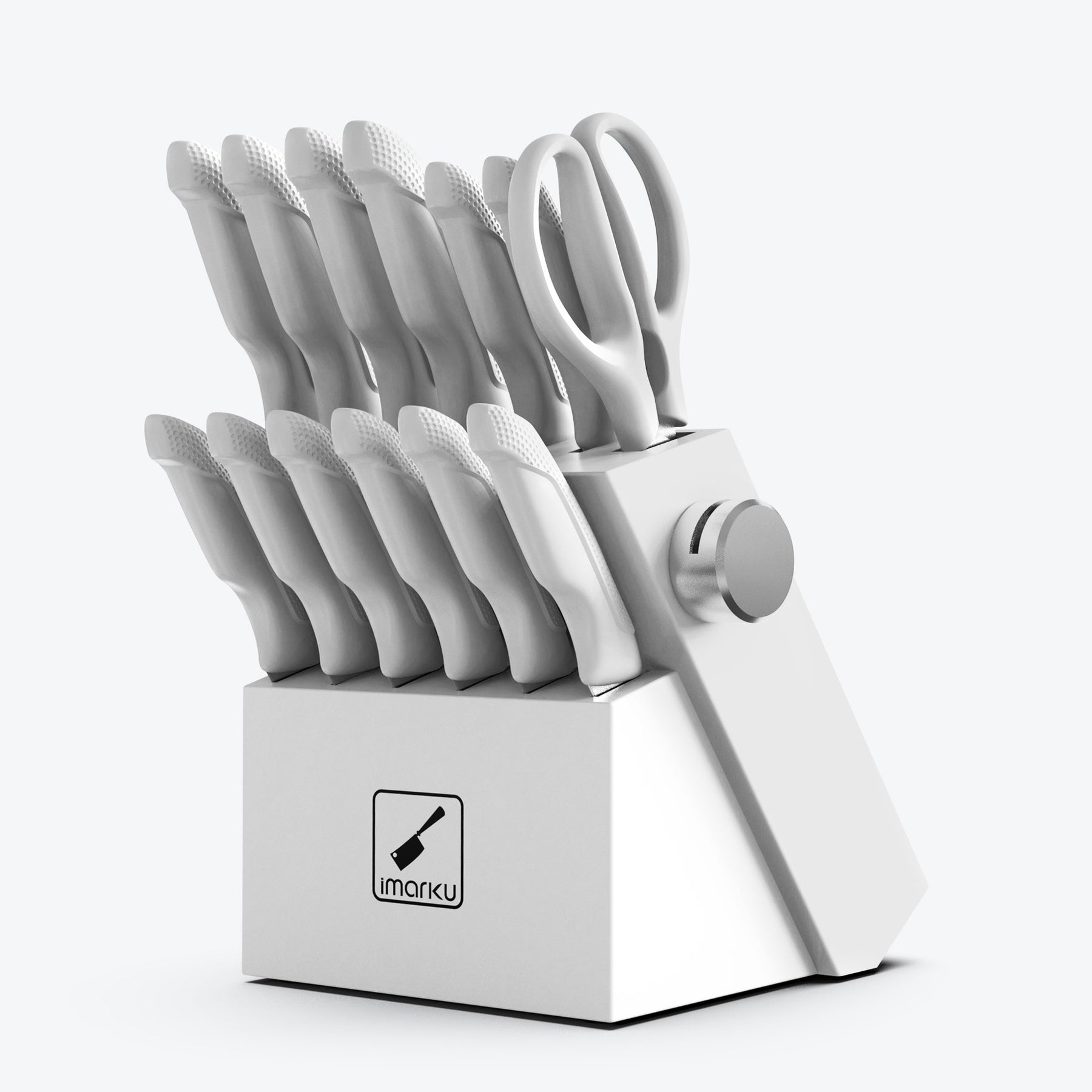 White Knife Set for Kitchen 14-Piece Japanese Cutlery Set with PP ...