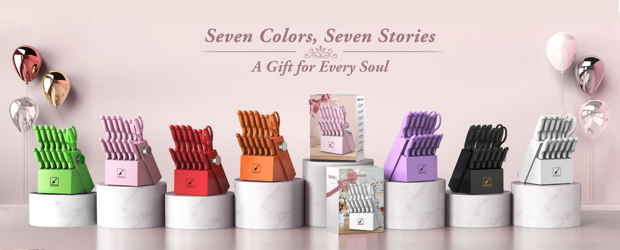 Colorful Knife Set | 14-Piece Warrior Series W14 Imarku