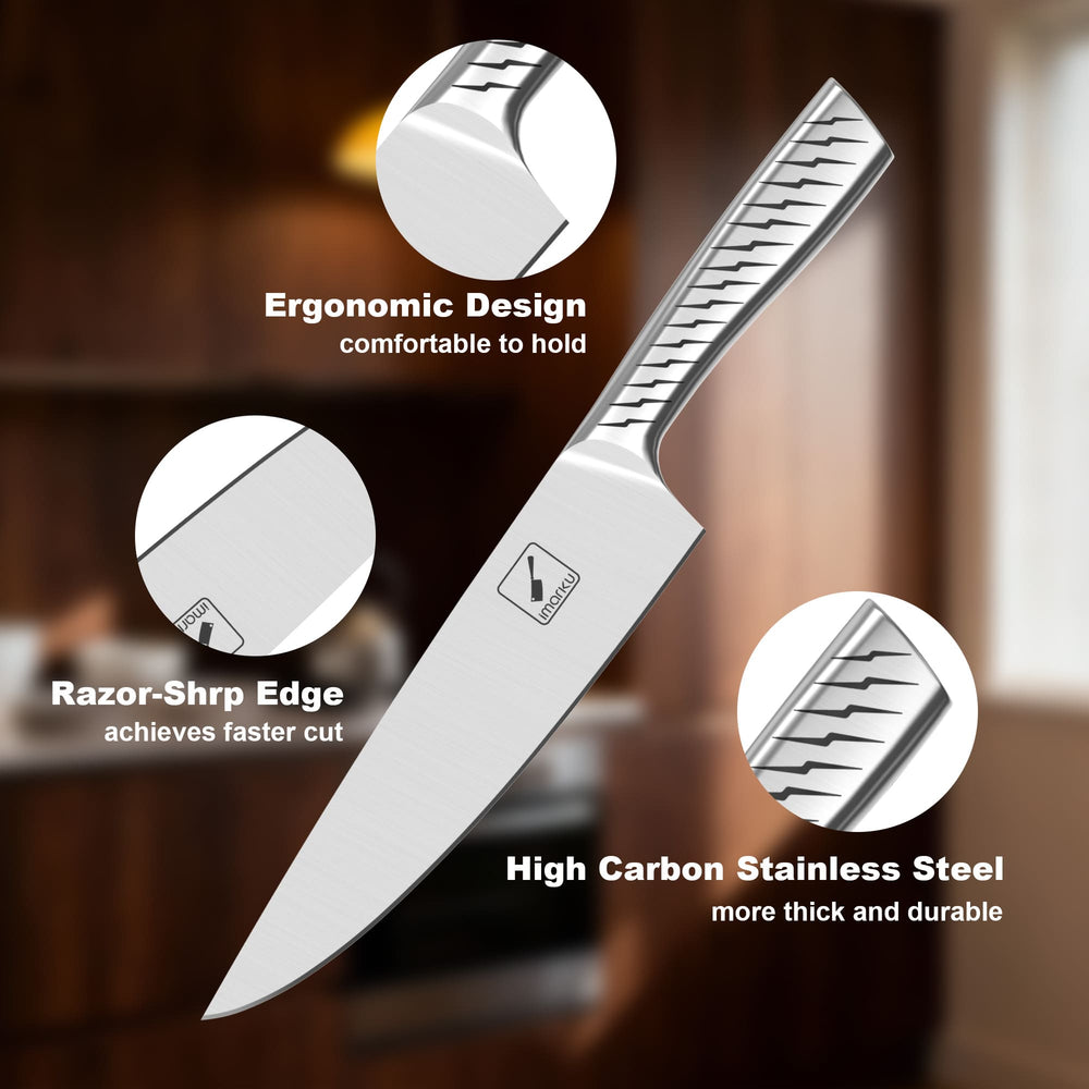 Japanese Knife Set Stainless Steel Knife Block Set with Built-in ...