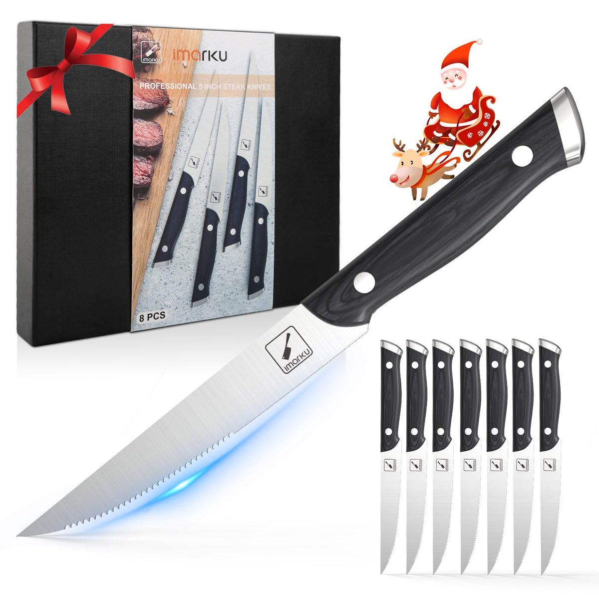 Serrated Steak Knife Set of 8 Japanese Stainless Steel Knives| Imarku